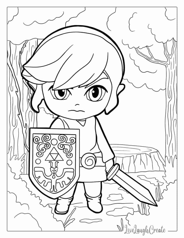 Zelda Shield And Sword Coloring Pages